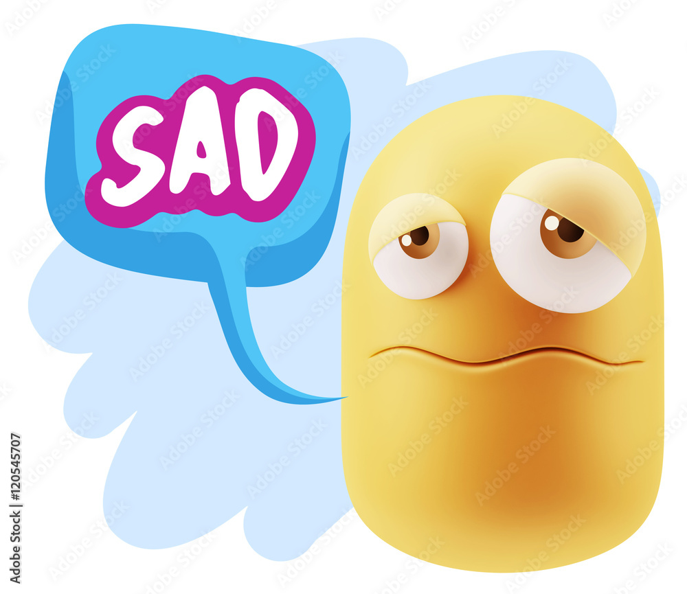 3d Rendering Sad Character Emoticon Expression saying Sad with C Stock ...