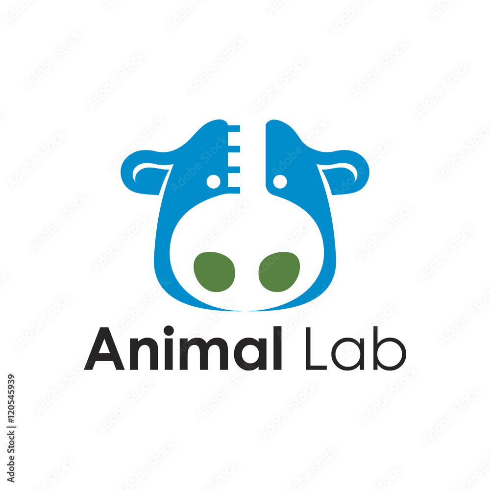 Cow Animal Test Reaction Tube Laboratory Logo Stock Vector | Adobe Stock