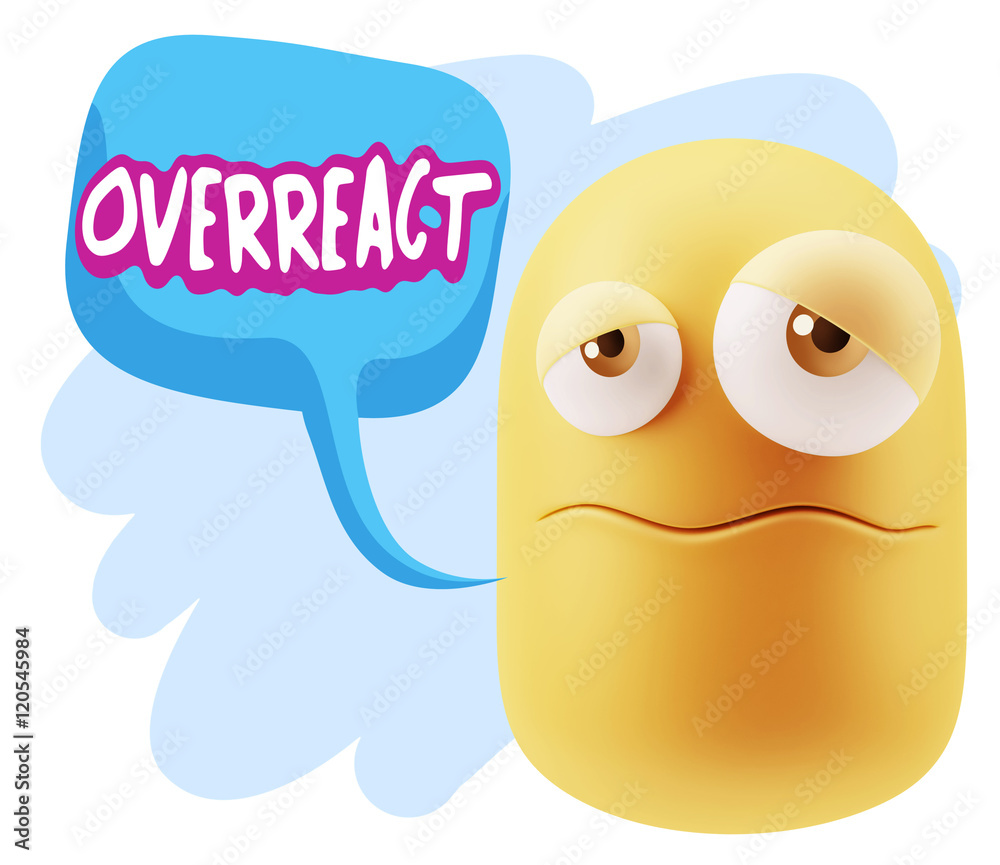 3d Rendering Sad Character Emoticon Expression saying Overreact Stock ...