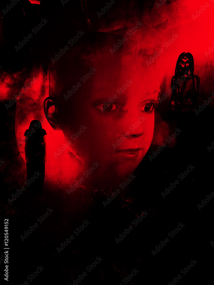 Horror mannequin,scary background for book cover Stock Illustration ...