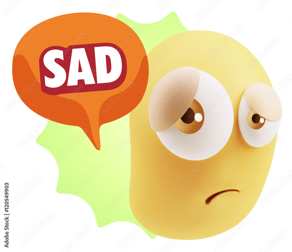 3d Rendering Sad Character Emoticon Expression saying Sad with C Stock ...