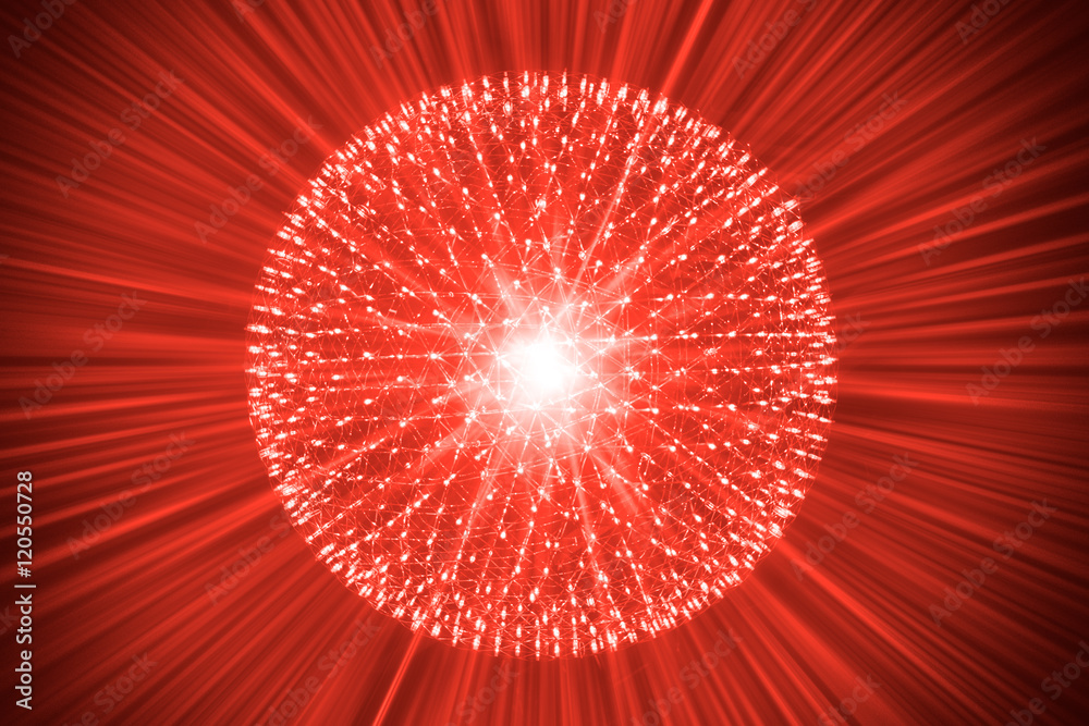 Nucleus of Atom Nuclear explode ray radiation light science abstract ...