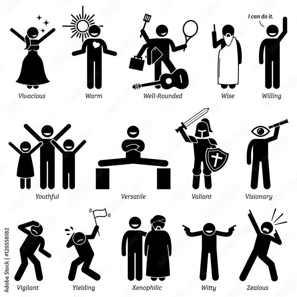 Vettoriale Stock Positive and Neutral Personalities Character Traits ...