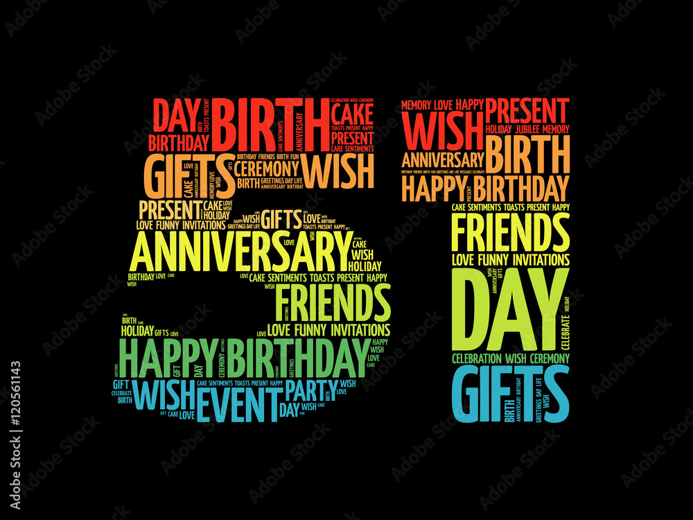 Happy 51st birthday word cloud collage concept Stock Vector | Adobe Stock