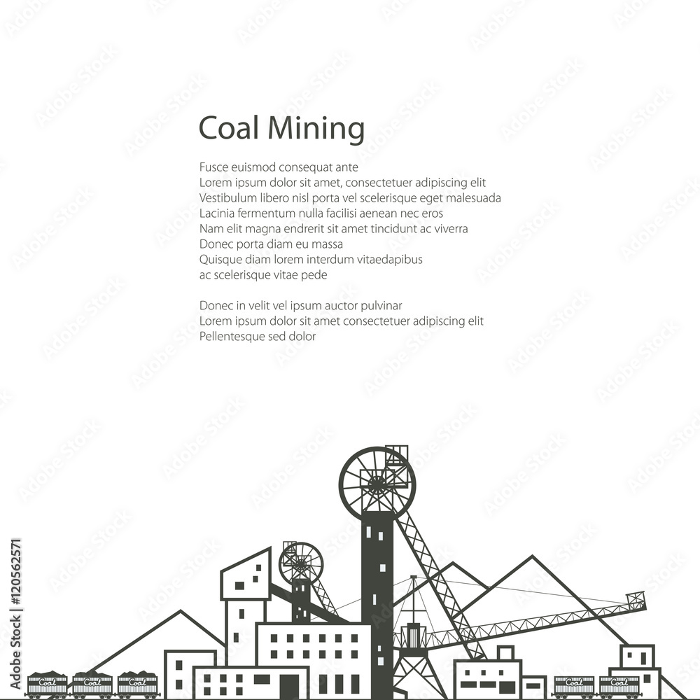 MIne, Complex Industrial Facilities with Spoil Tip and with Rail Cars ...