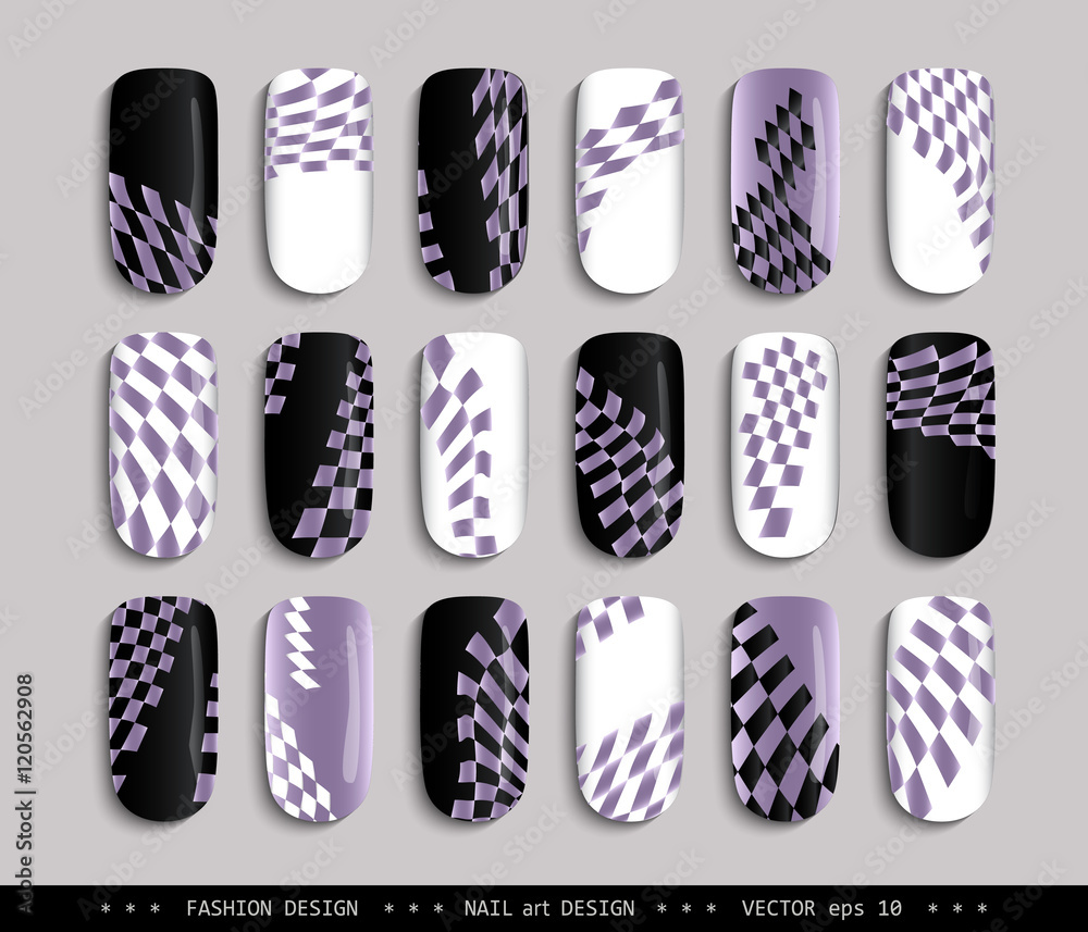 Nail art design. A set overhead nail, labels, stickers, elements for ...