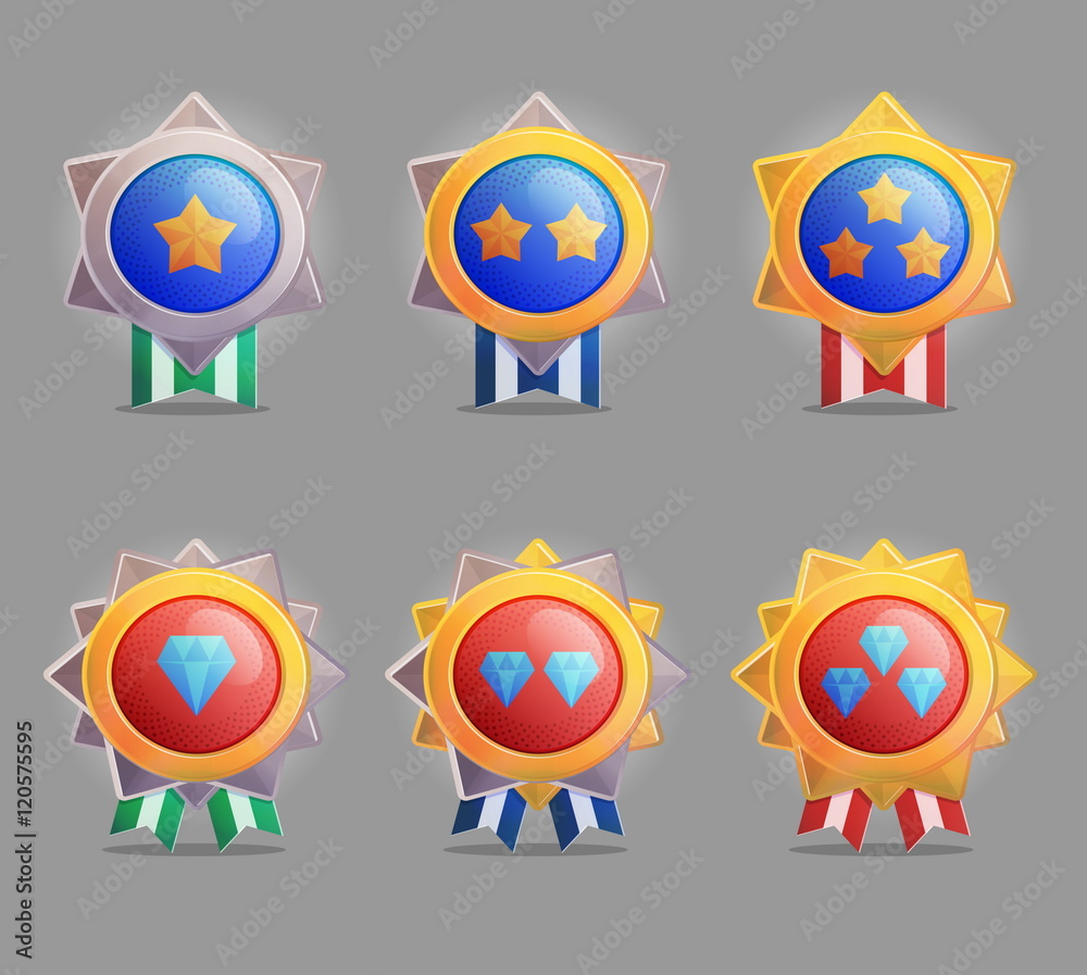 Achievement medal badges for games Stock Vector | Adobe Stock