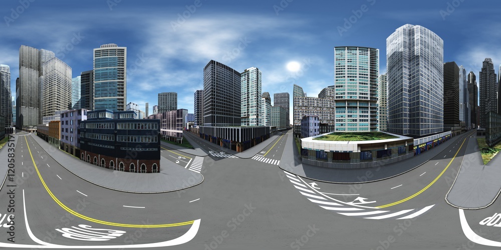 Cityscape. Environment map. HDRI map. Equirectangular projection ...