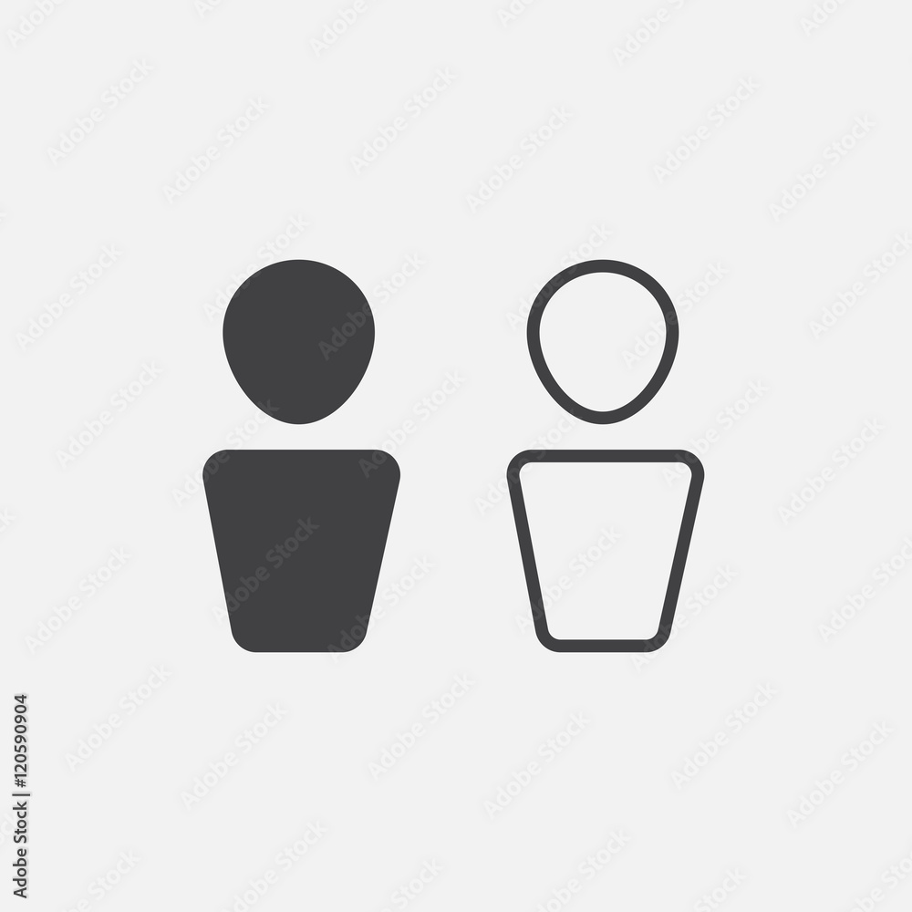 user line icon, person outline and solid vector sign, linear and full ...
