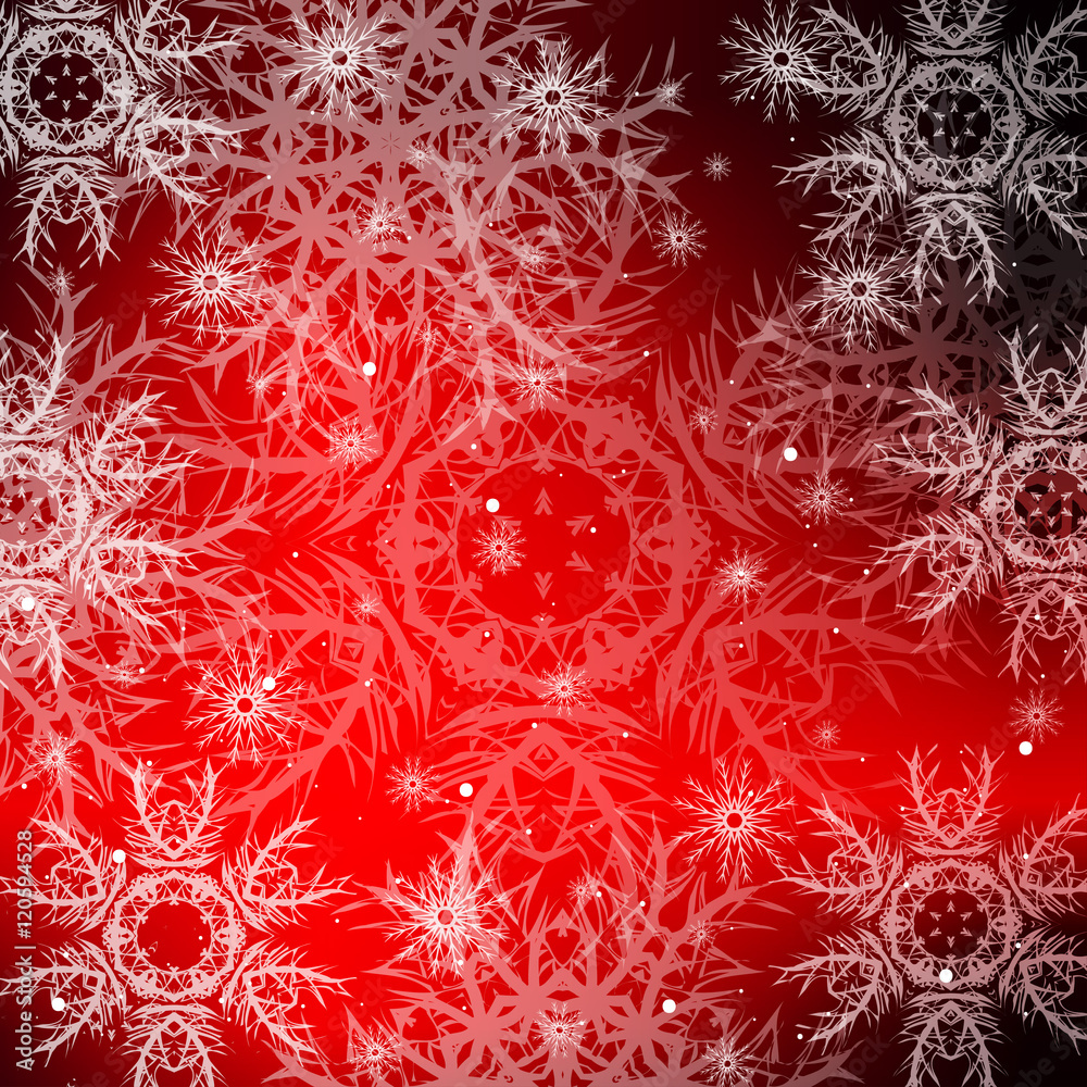 Christmas red color background with snowflakes. vector illustration ...