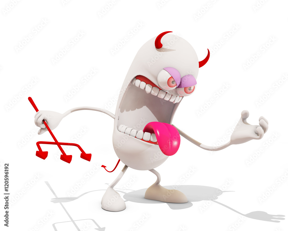 Angry devil cartoon character, 3d rendering Stock Illustration | Adobe ...