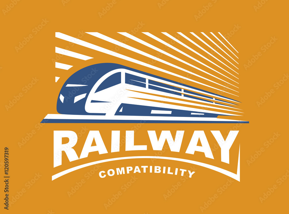 Train logo illustration color version, emblem Stock Vector | Adobe Stock