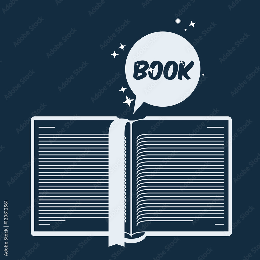 White book icon over colorful background. Education knowledge learning ...