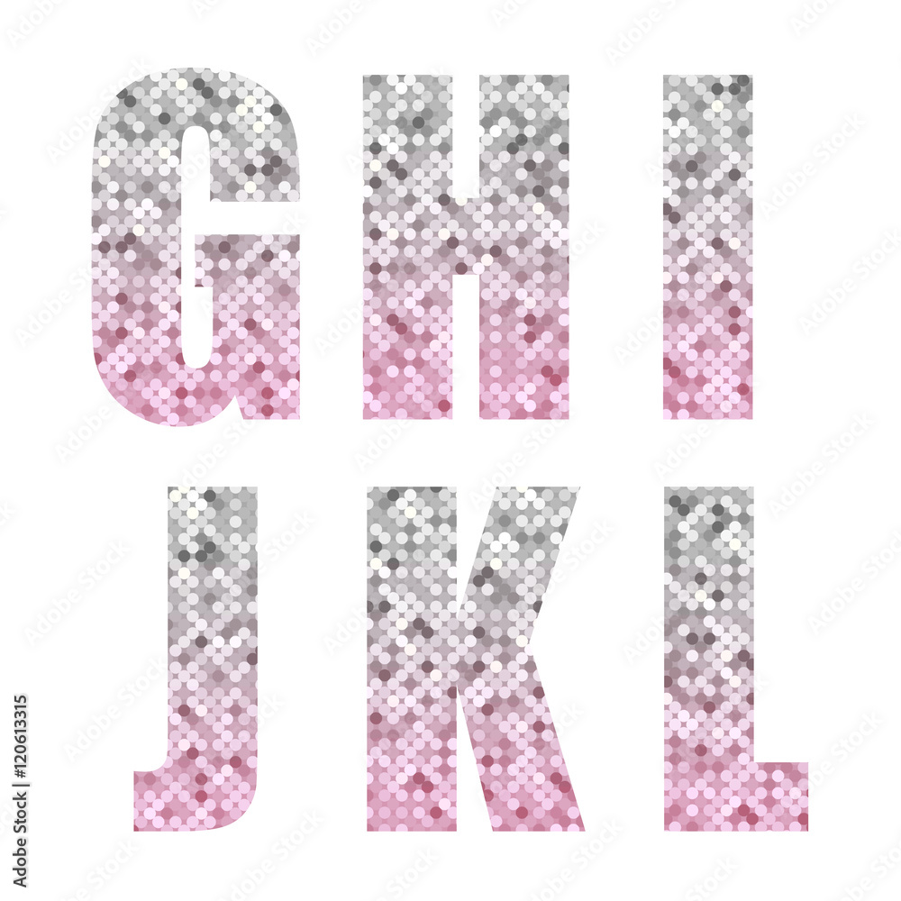 Beautiful trendy glitter alphabet letters with silver to pink ombre for ...