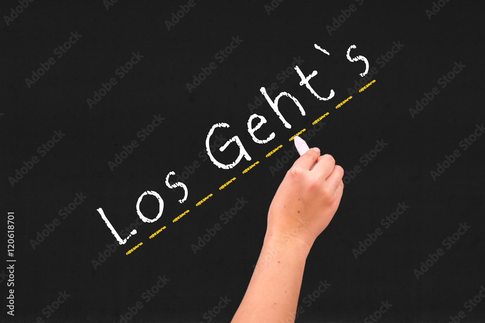 Kreidetafel Los Gehts Stock Photo | Adobe Stock