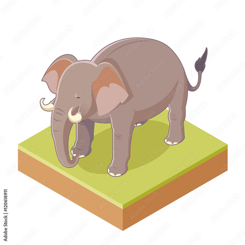 Isometric Gray Elephant Stock-Vektorgrafik | Adobe Stock