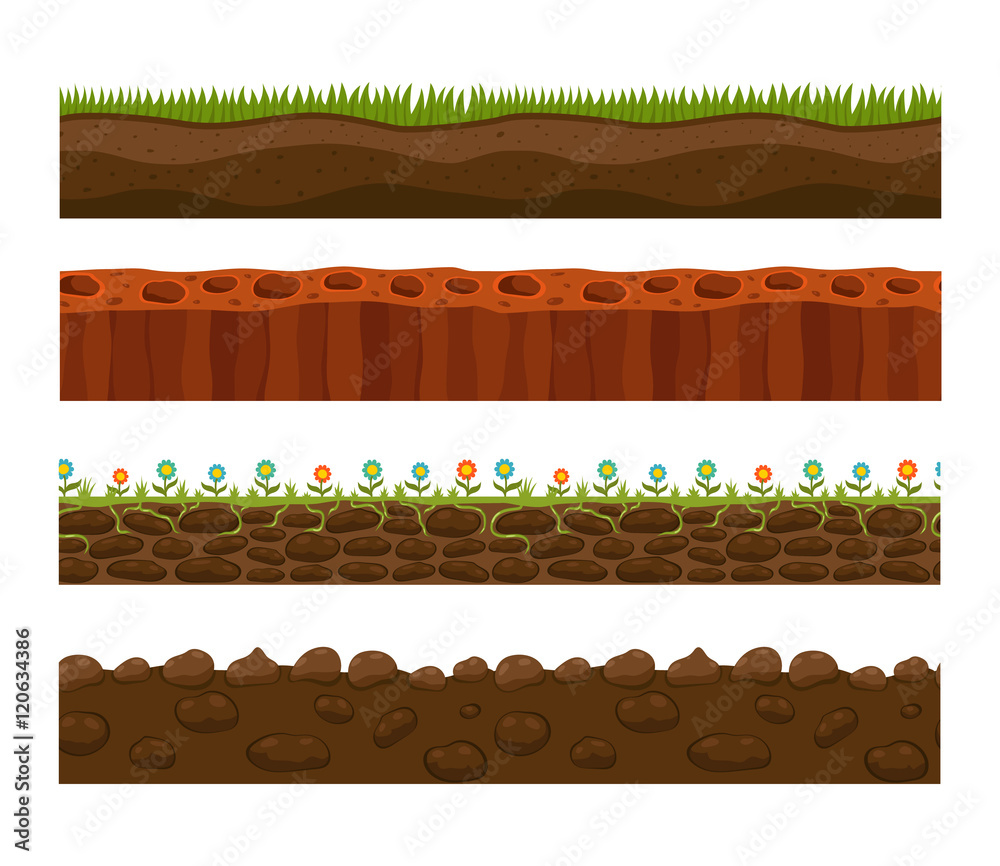 Illustration of cross section ground slice isolated on white background ...