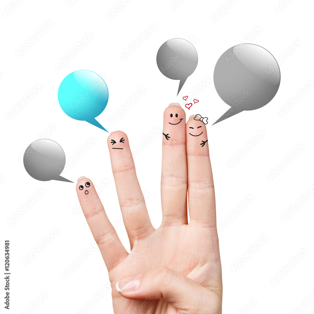 Finger smileys with colorful speech bubbles Stock Photo | Adobe Stock