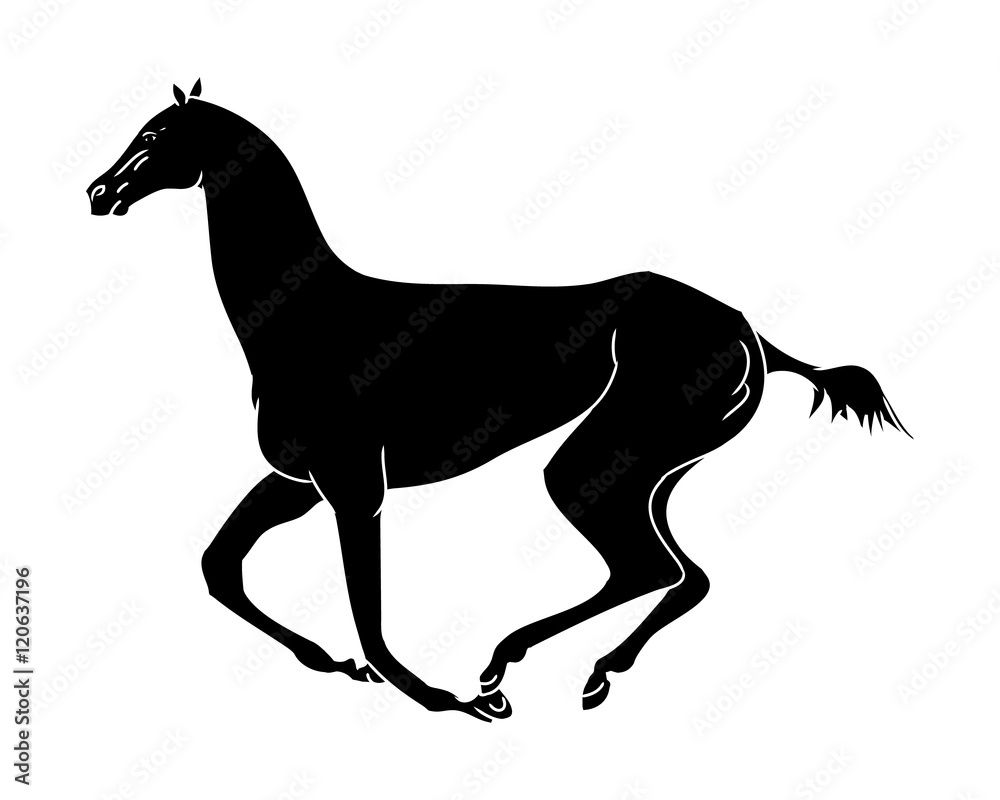 Cantering horse silhouette Stock Vector | Adobe Stock