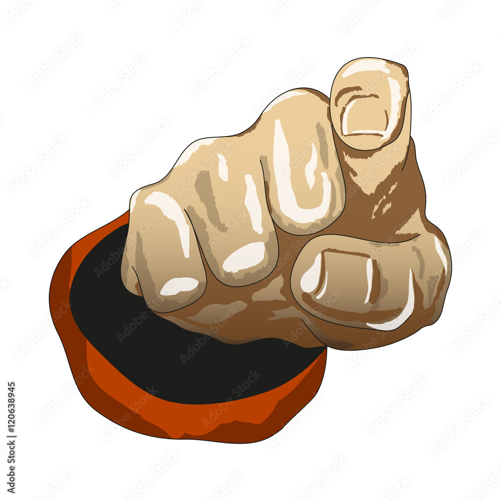 Cartoon drawing hand, finder pointing straight up. Vector illustration ...