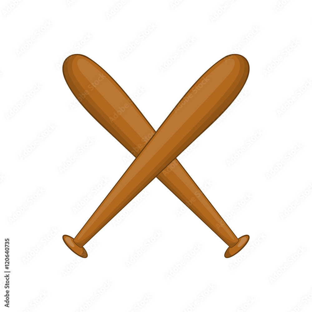 Baseball crossed bats icon in cartoon style isolated on white ...