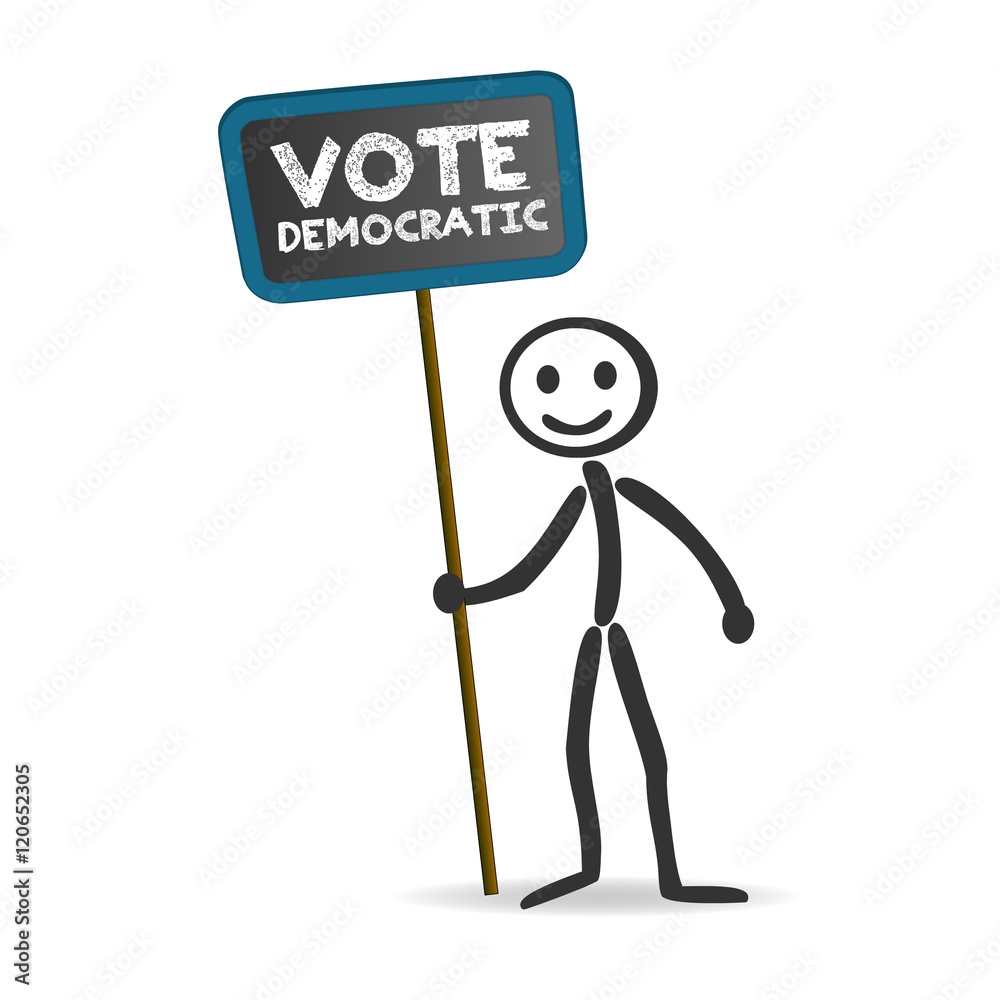 vote democratic sign with drawing person ilustración de Stock | Adobe Stock
