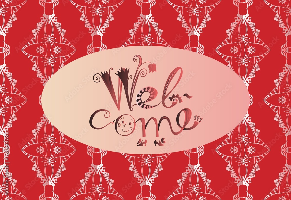 Welcome - cute hand drawn lettering. Beautiful card or small rug ...