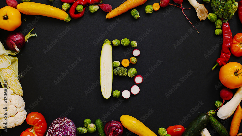 Vegetables made letter B. Alphabet made of vegetables. Carrots ...