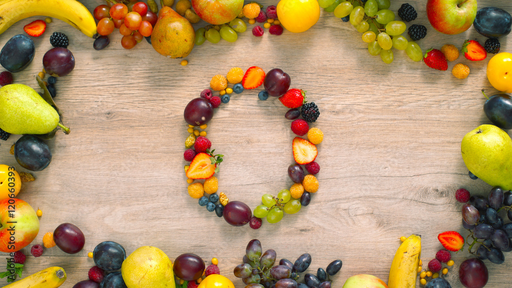 Fruits made letter O. Fruits are forming letters. The letters are made ...