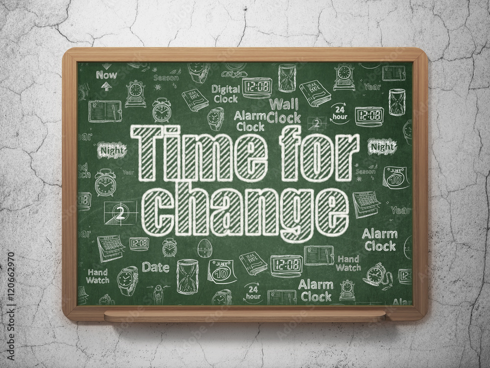 Timeline concept: Time for Change on School board background Stock ...