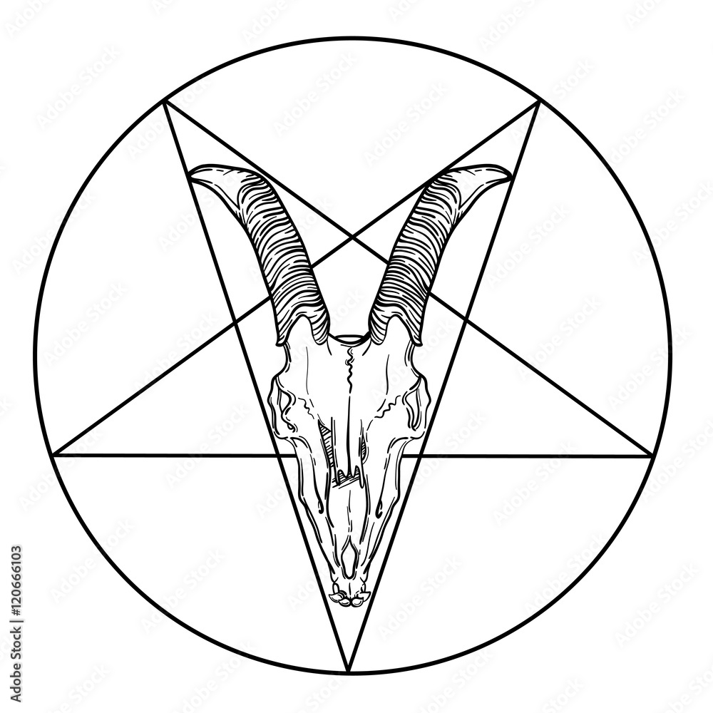 goat skull vector illustration. occult symbol. goat devilish magical ...