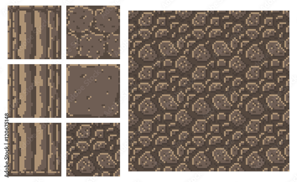 Texture for platformers pixel art vector - brick stone wall column ...
