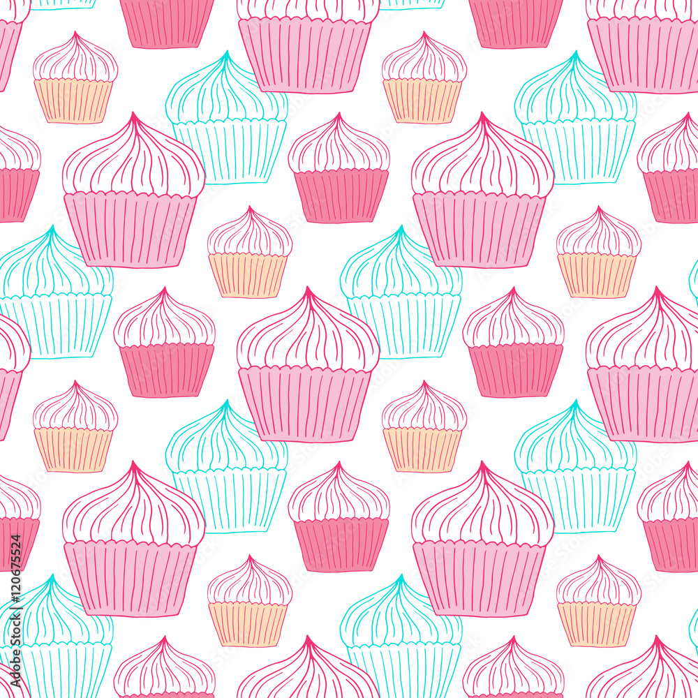 Cupcakes seamless pattern. Sweets background for menu decoration ...
