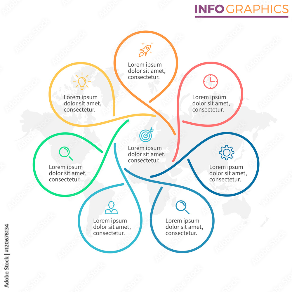 Linear infographics. Chart with 7 steps, options. Stock Vector | Adobe ...