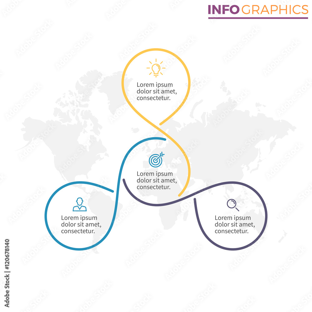 Linear infographics. Chart with 3 steps, options. Stock Vector | Adobe ...