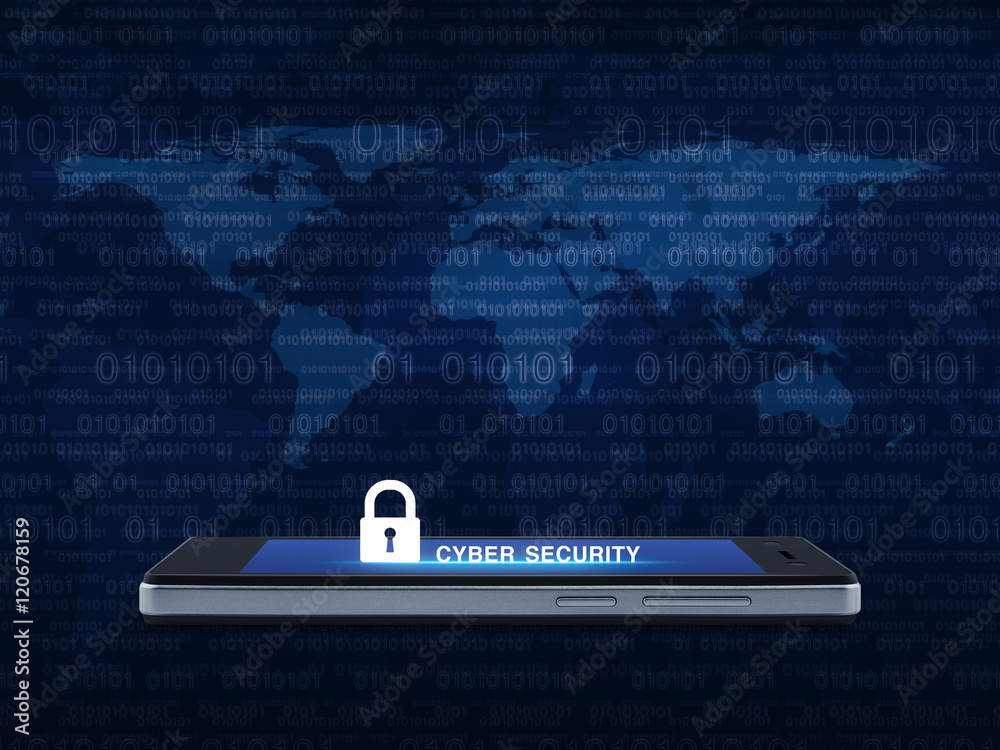 Key icon and cyber security text on modern smart phone screen ov Stock ...