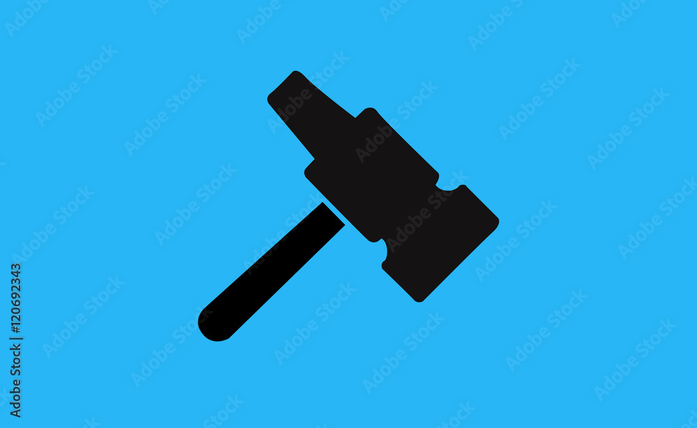 Vector black hammer symbol on flat background Stock Vector | Adobe Stock