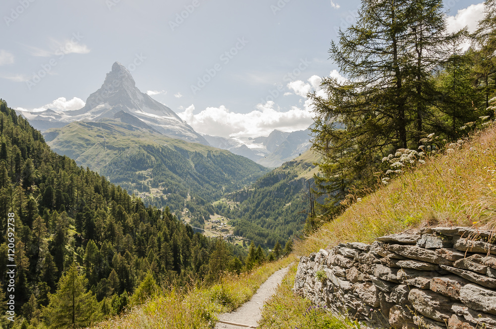 Zermatt, Dorf, Alpen, Findeln, Findelbach, Wanderweg, Wanderregion ...