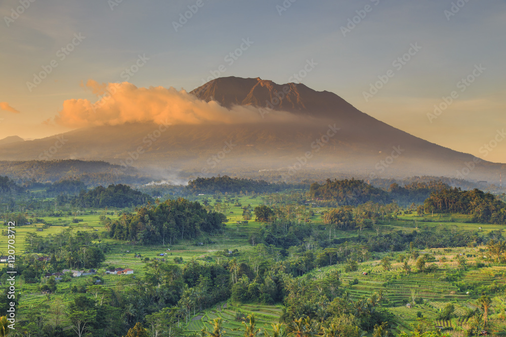 Indonesia, Bali, Sidemen, Sidemen Valley and Gunung Agung Volcano Stock ...