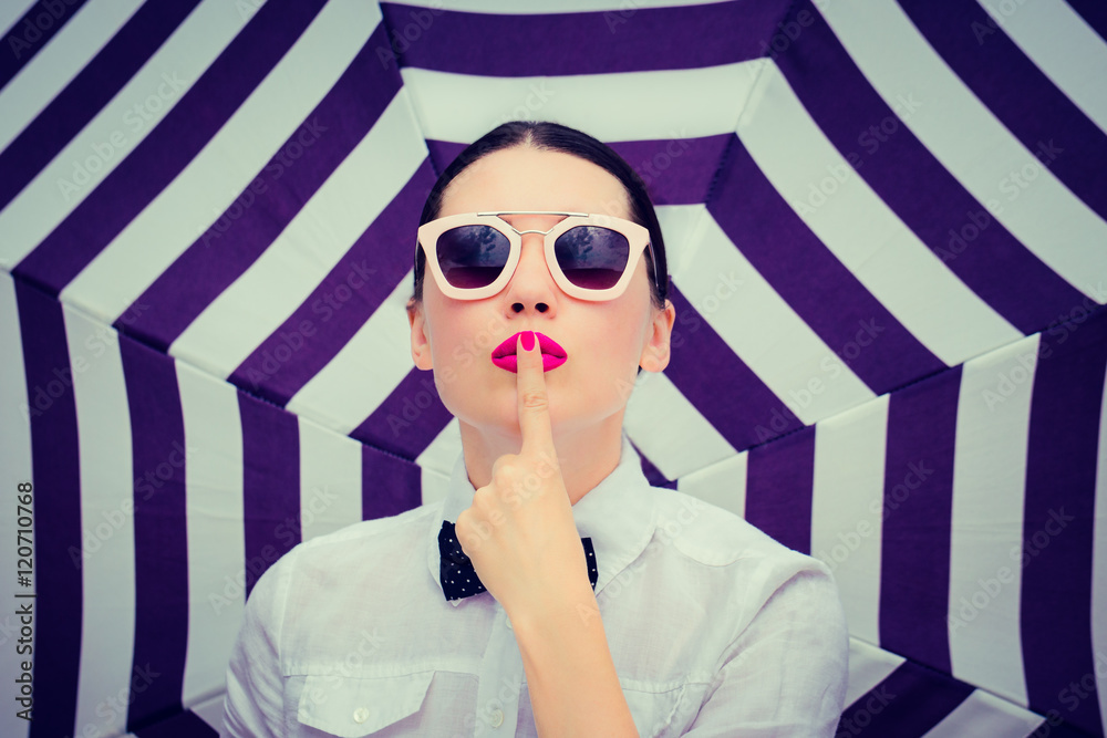 Fashion portrait of a stylish beautiful girl Stock Photo | Adobe Stock