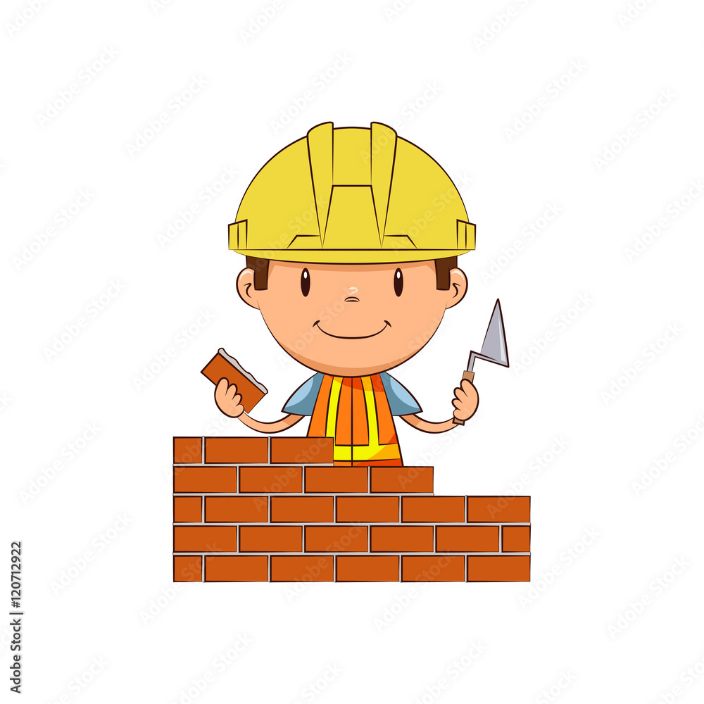 Child bricklayer Stock Vector | Adobe Stock