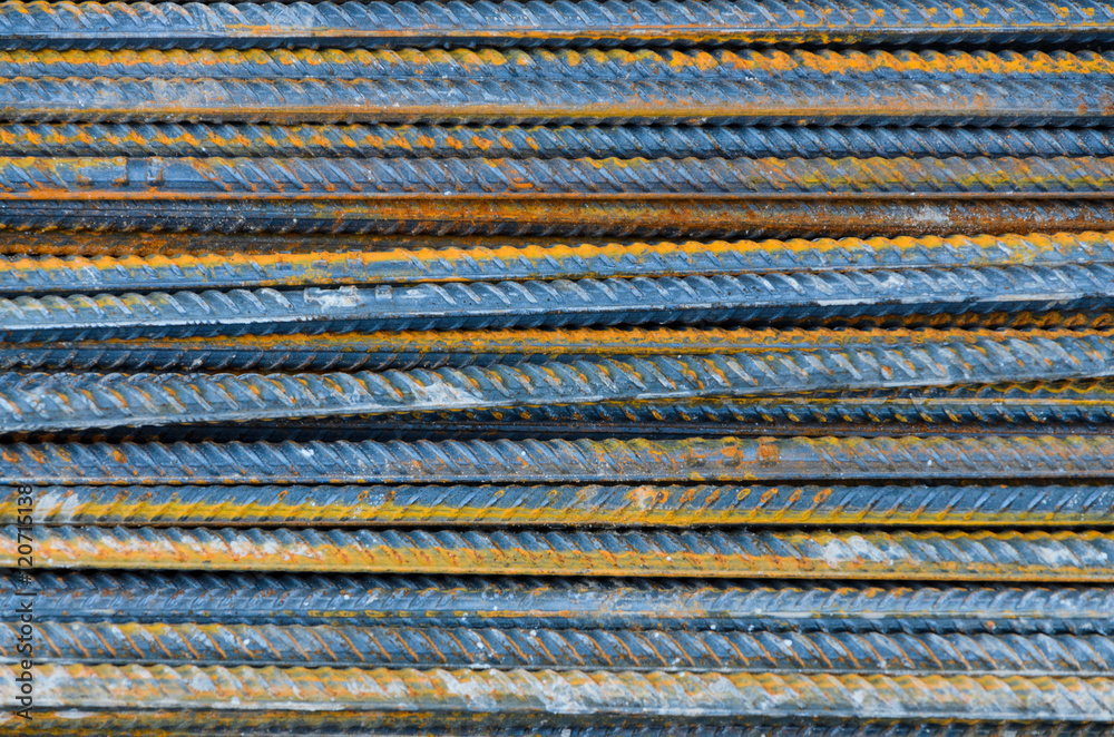 Steel bars close-up background. Reinforcing bar background. Stock Photo ...