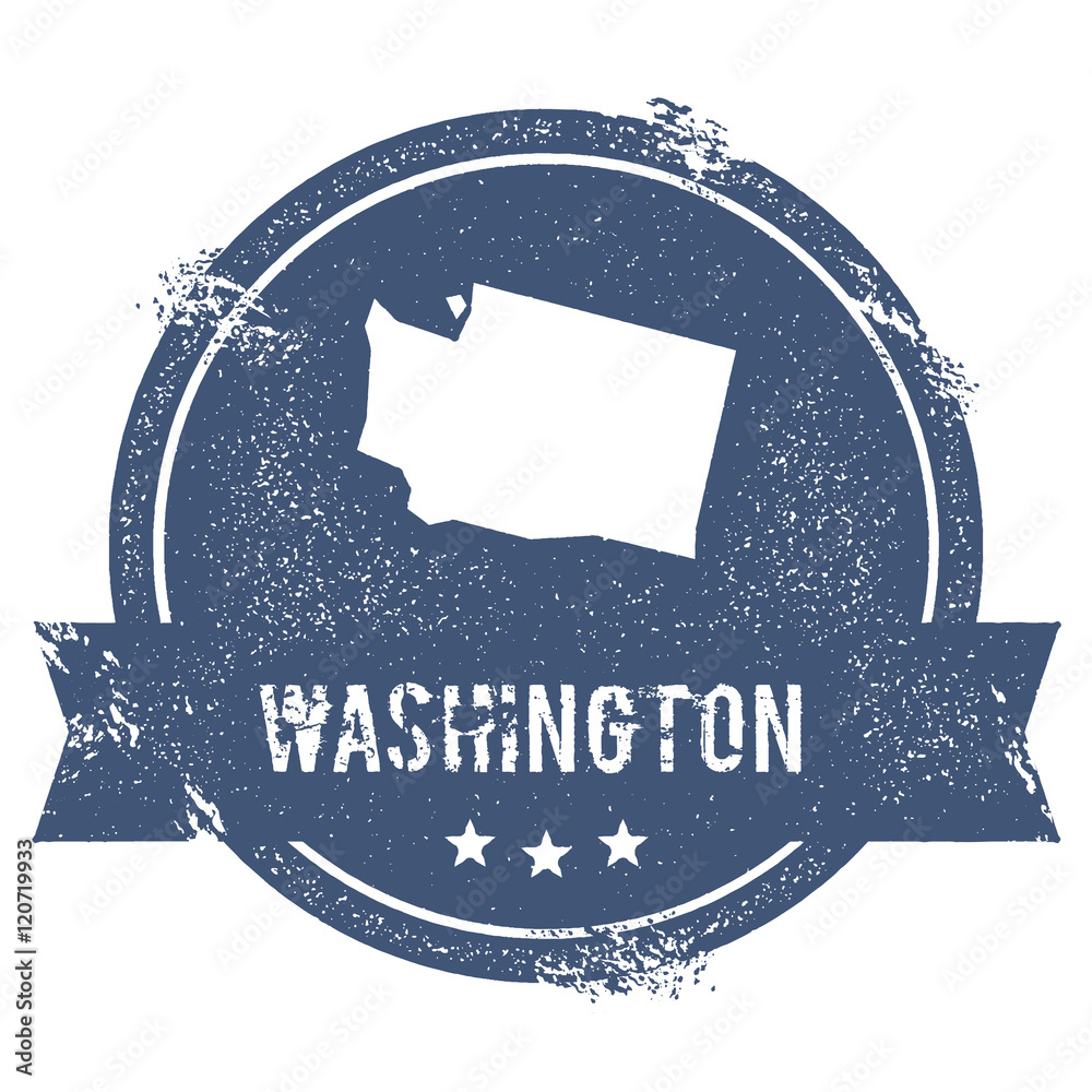Washington mark. Travel rubber stamp with the name and map of ...