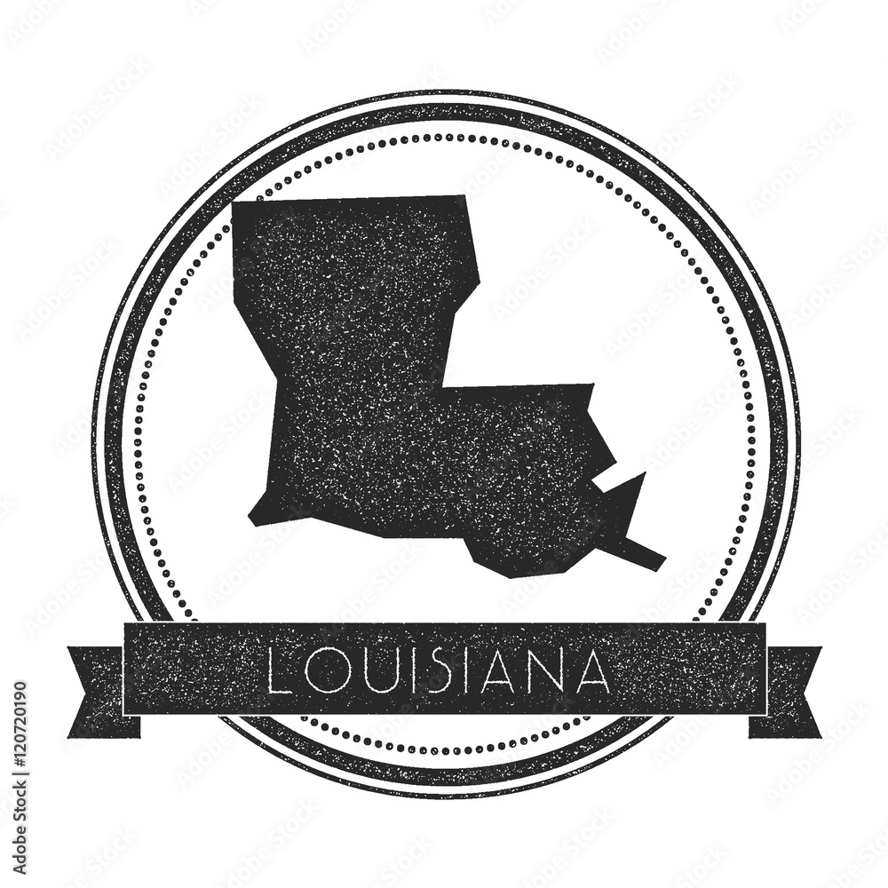 Louisiana vector map stamp. Retro distressed insignia with US state map ...