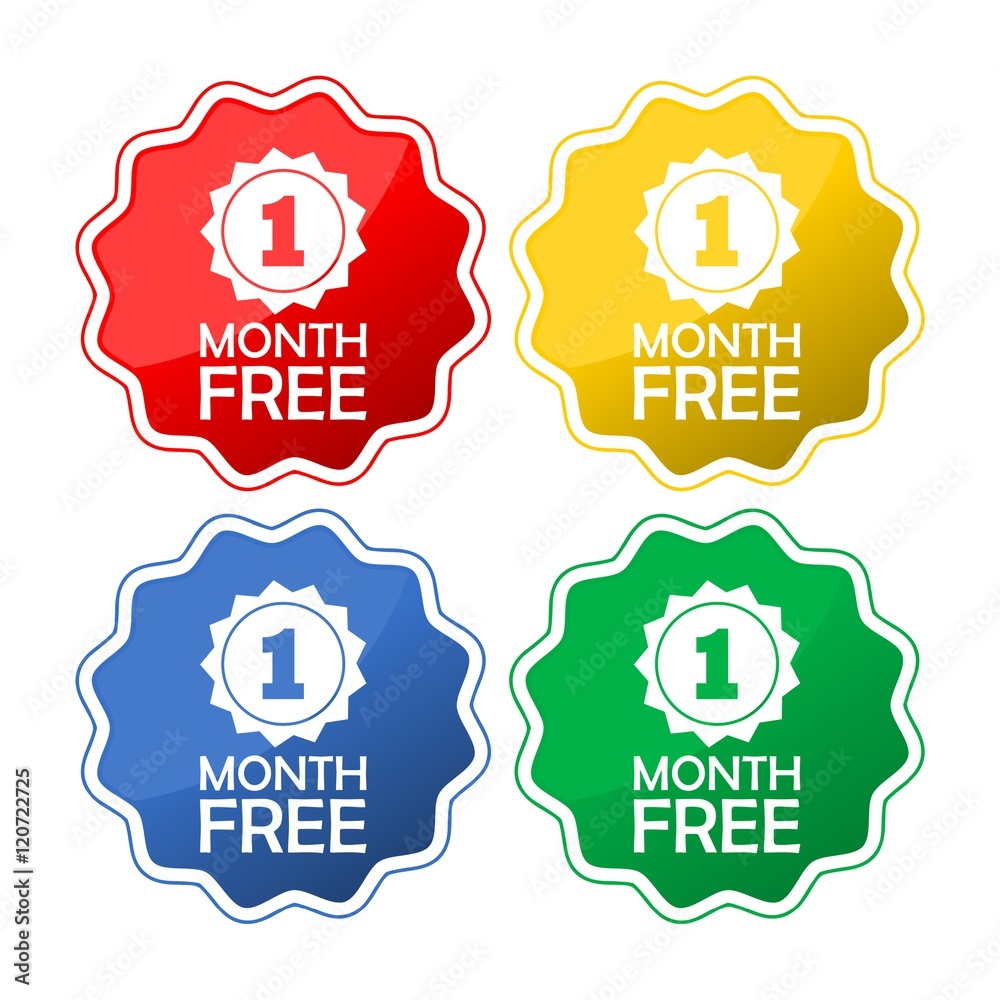 First month free sign icons set Stock Vector | Adobe Stock