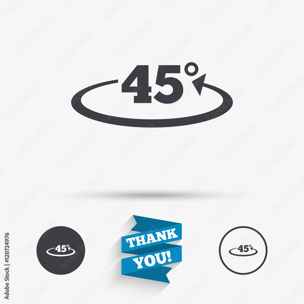 Angle 45 degrees sign icon. Geometry math symbol Stock Vector | Adobe Stock