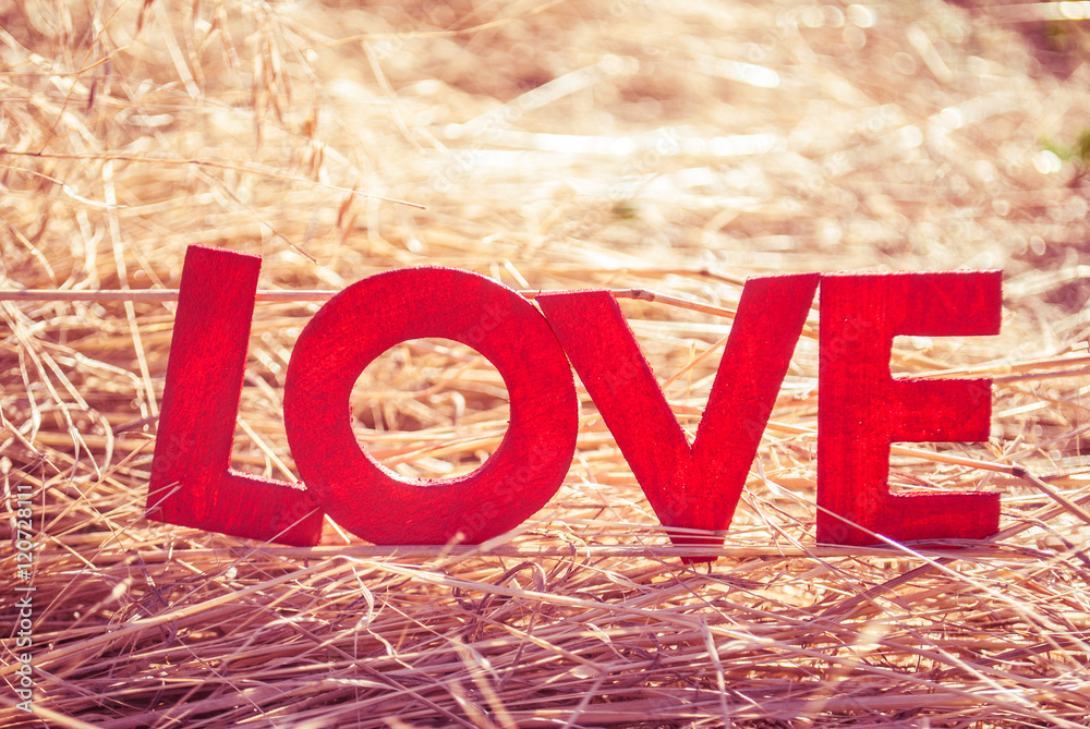 Word LOVE on the ground as a symbol of eternal love. Love story concept ...