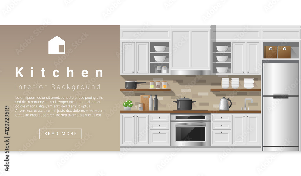 Interior design Modern kitchen background , vector, illustration Stock ...