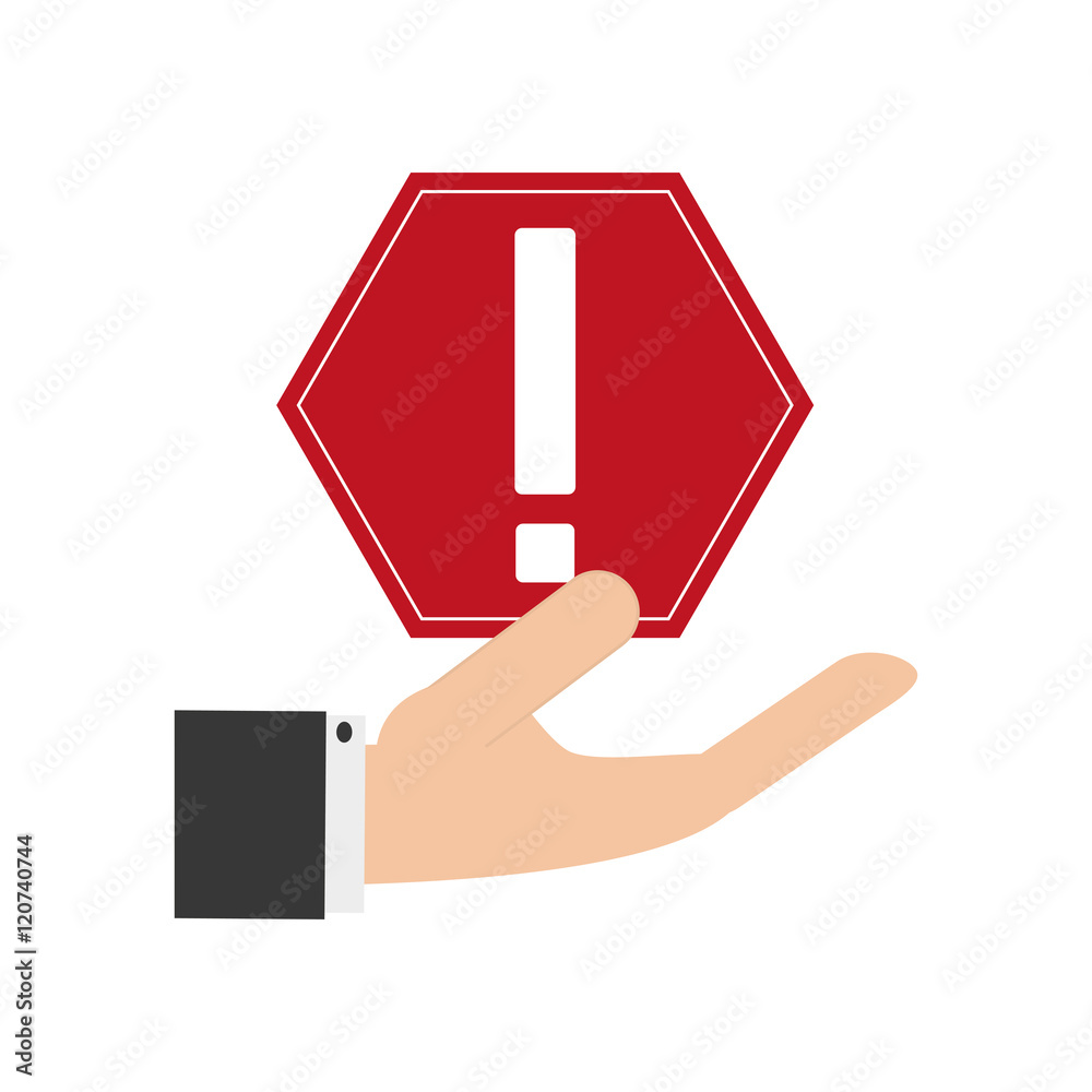 flat design hand holding warning sign icon vector illustration Stock ...