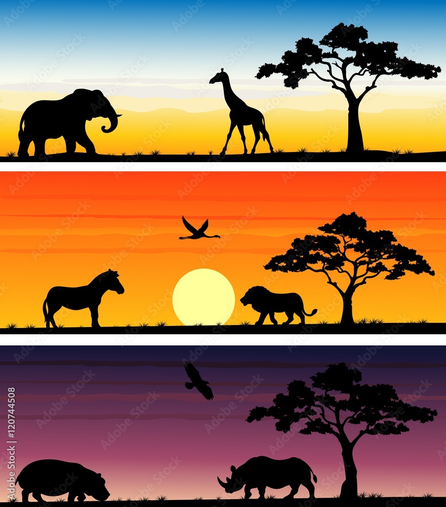 Set of three animals banner Stock Vector | Adobe Stock